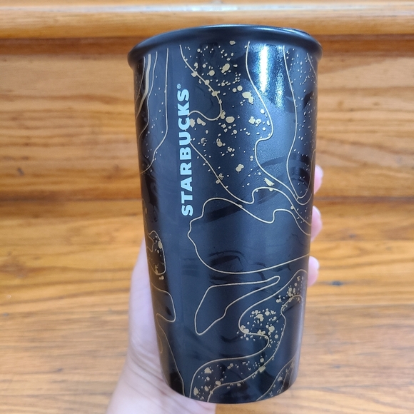 Starbucks | Dining | Starbucks Mate Black And Gold Splatter Design ...